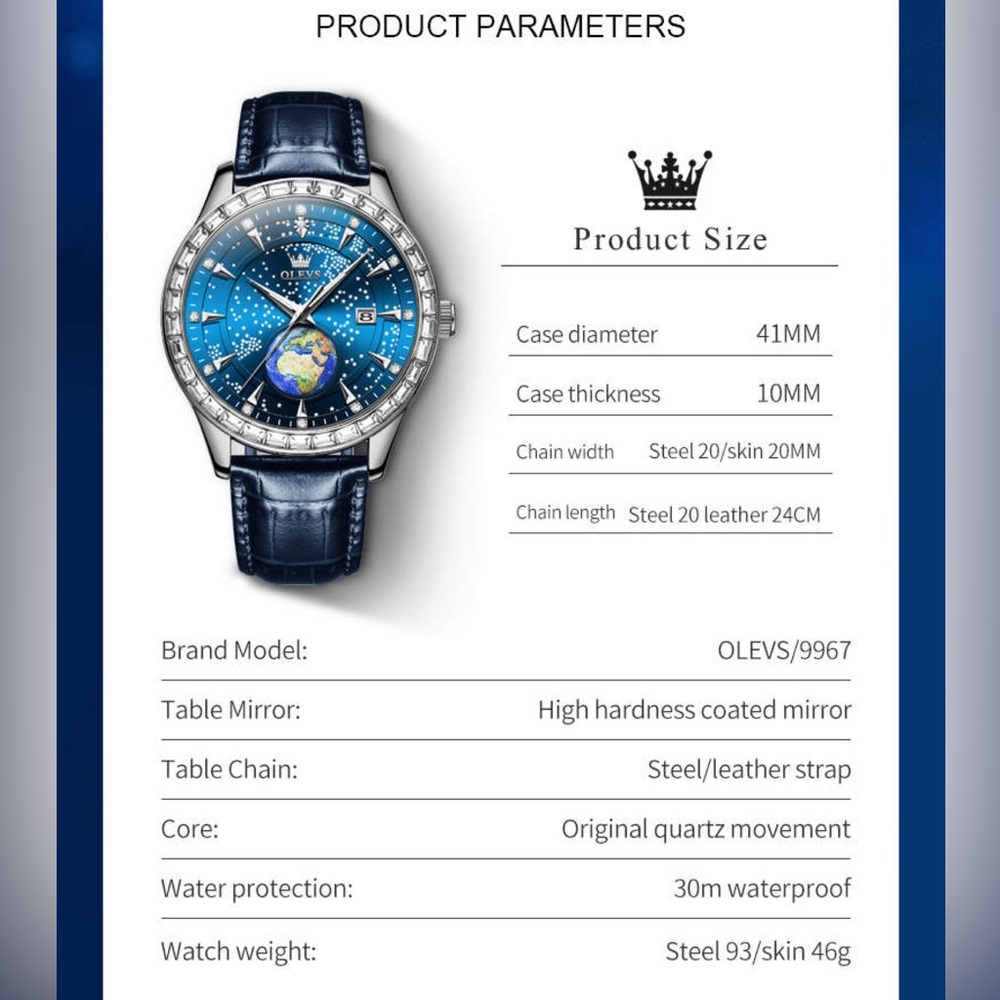 Olevs | Accessories | New Olevs Blue Starry Sky And Earth Watch | Poshmark